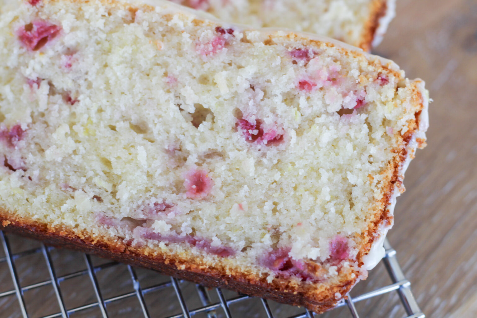 Lemon Raspberry Bread with White Chocolate Glaze